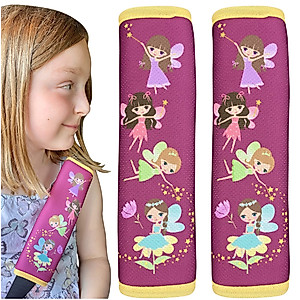 2X HECKBO car Seatbelt Protector with Fairy Fairies for Children Boys Girls, Belt Shoulder pad Pads, car seat Belt Protection, Safety seat Belt pad Pillow, Kids Belt Padding - 2.36“ x 8.27“
