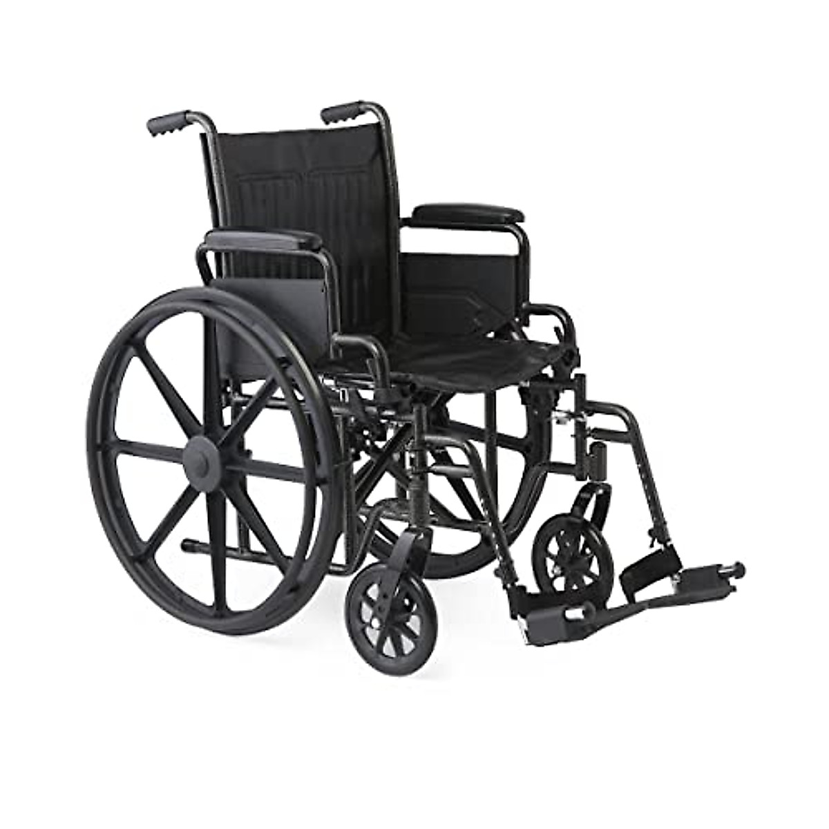 Medline K1 Basic Vinyl Wheelchair with Swing-Back Desk-Length Arms and Swing-Away Footrests, 18-Inch Wide Seat