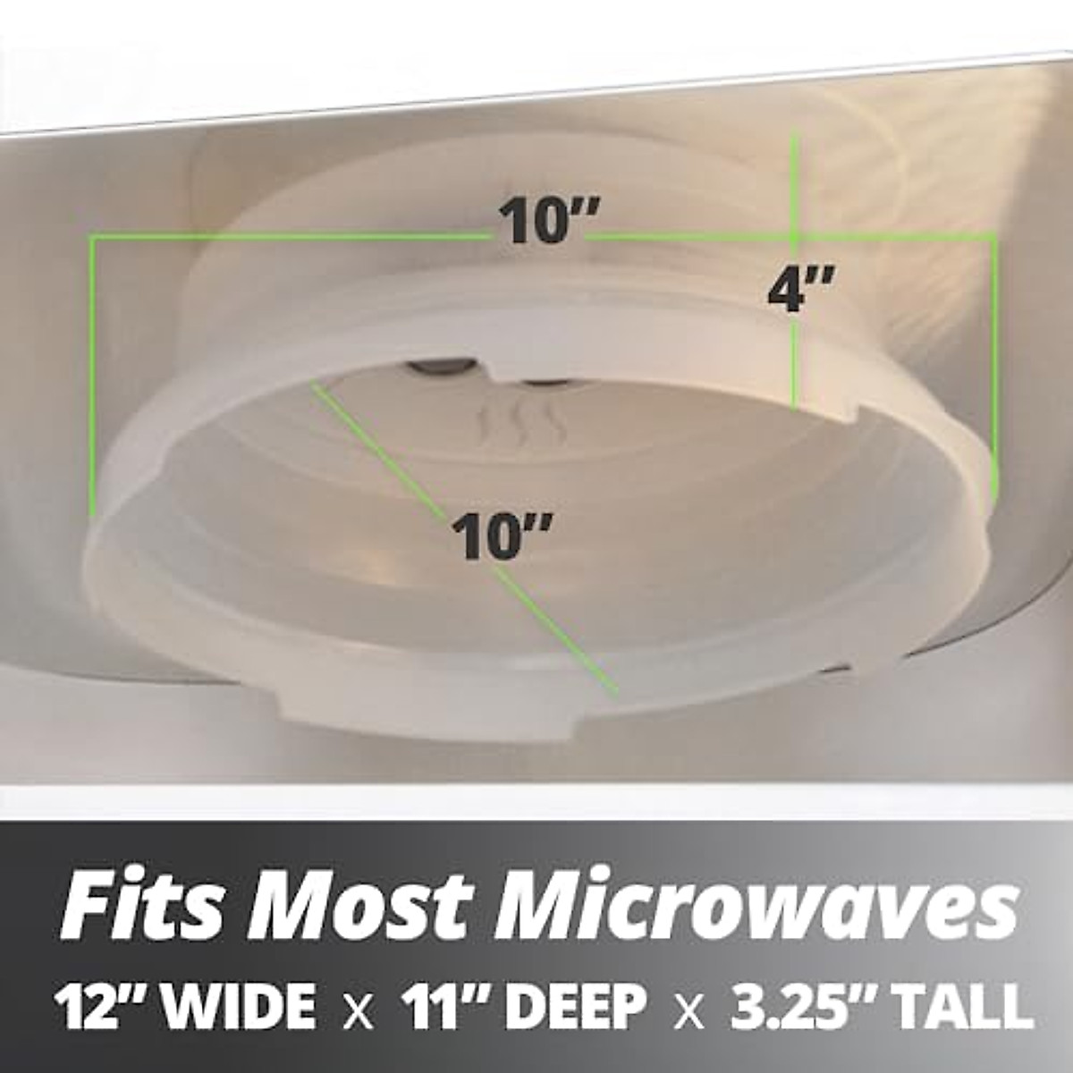 HOVER COVER Magnetic Microwave Cover for Food | Clear Microwave Splatter Cover | Microwave Plate Cover with Steam Vents | Food Grade Dish Cover | BPA-Free | Dishwasher Safe | Black Collapsible