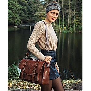 ECOSUSI Backpack for Women Briefcase Messenger Laptop Bag Vegan Leather Satchel Work Bags Fits 15.6 inch Laptops, Coffee