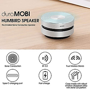 Mini Speaker,Leepesx 2 Packs Wirelessly BT Speaker Bone Conduction Speakers Mini Portable Loud Stereo Sound Built-in Mic Sound Box for Home,Outdoor,Travel,Silver