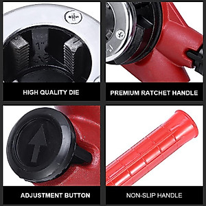 Pipe Threader kit, Manual Plumber Pipe Threading Set, Ratcheting Pipe Threading Tool Set with Storage Case (4 Dies-1/2" 3/4" 1" 1-1/4")