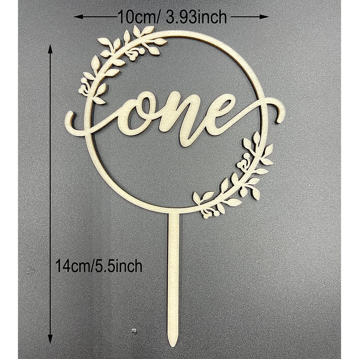 Wooden Gold One 1st Cake Topper New Borth Age Happy Birthday Cake Decorations First Anniversary Double Face