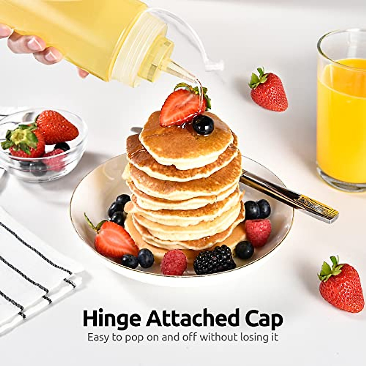 U-Taste 16 OZ Condiment Squeeze Bottles with Twist on Caps and Measurement, Leak Proof Squirt Reusable Plastic Sauces Oil Container Dispenser for Ketchup, BBQ, Grilling, Salad Dressing (Pack of 6)