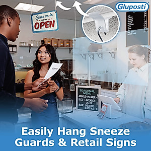 25 Clear Ceiling Grid Clips & 25 Steel S-Hook Sign Hanging Kit, Light Duty Suspended Tile Drop Ceiling Hooks for Hanging Classroom Decorations, Office Decor, Commercial Retail Signs, 0.75" W x 1" H