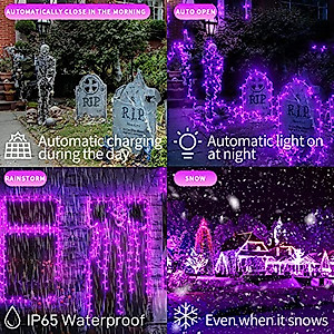 SOLARBABY Solar String Lights, 8 Modes Christmas Decorative Solar String Lights Outdoor Waterproof 200 Led Solar Fairy Lights White for Home Lawn Garden Wedding Patio Party Holiday-2 Pack