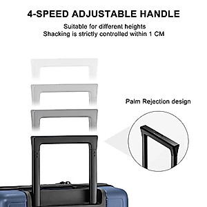 LEVEL8 Carry on Luggage 22x14x9 Airline Approved, Carry on Suitcases with Wheels, Lightweight PC Hardside Luminous Textured Luggage for Travel, TSA Approved, 20-Inch Carry-On,Navy