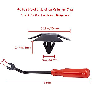 FEBRYTOLD Hood Insulation Retainer Clips - 40 Pcs Hood Insulation Retainers for Jeep Chrysler Dodge Ram Replace OEM 4878883AA LH LHS Nylon Clip with 1 Pcs Plastic Fastener Remover
