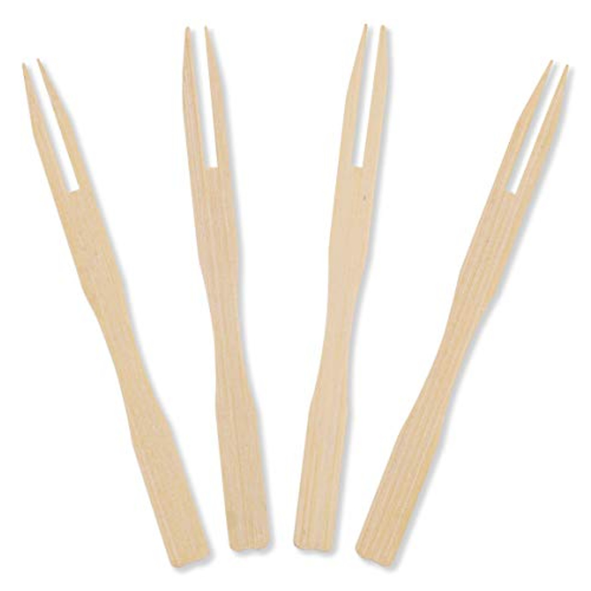 Gmark Bamboo Forks 3.5 Inch 110pc, Mini Food Picks/Bamboo Fruit Picks/Mini Cocktail Forks/Party Forks/Buffet Mini Forks/Two Prongs Cocktail Picks for Appetizer, Cocktail, Pastry, Dessert. GM1031A