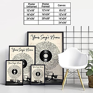 H-DEWALL Customized Song Lyrics Canvas Framed Gifts For Boyfriend Perfect Song Chords Couple One Year Anniversary Personalized Music Poster Couples Gifts For Him Image Photo For The Home (Gifts For Husbands)