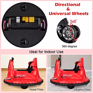 HONEY JOY 12V Bumper Car for Toddlers 1-3, Baby Ride on Bumper Car w/Dual Joysticks, Flashing LED Light & 360 Degree Spin, Electric Vehicle for Kids, Ride on Car w/Remote Control, Gift for Boys Girls