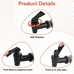 10 Sets Replacement Cooler Faucet, Reusable Plastic Spigot for Beverage Dispenser Parts, Outdoor Faucet Water Jug Spigot Tapes (Black&White)