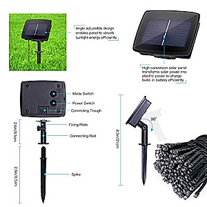 Qunlight Solar Fairy String Lights Outdoor Waterproof, 108ft 300LED Updated Version 6hrs Timer Function Starry String Lights for Christmas Patio Garden Party(WarmWhite 300L)