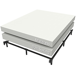 EMODA 7 Inch Metal Queen Bed Frame for Box Spring and Mattress, 9 Legs Support Metal Base Bedframe Tool-Free and Easy Assembly, Black