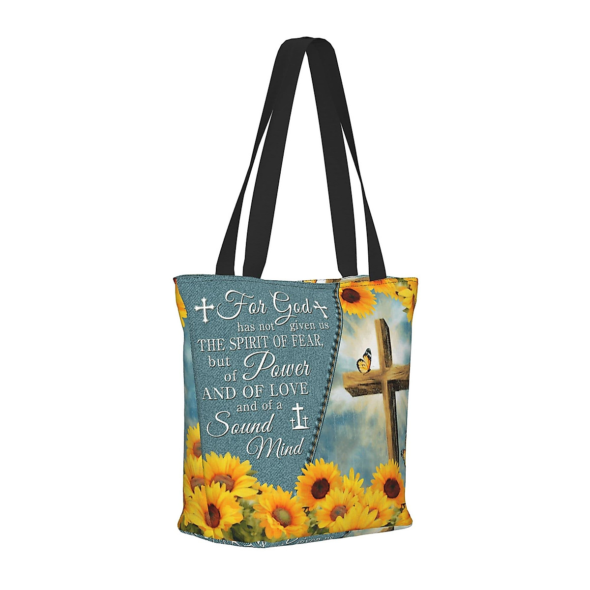 MORGOMON Christian Gifts Reusable Shopping Tote Bag Zippered Inspirational Tote Bags for Women Scripture Bible Verse Shoulder Bag Religious Gift Perfect for Church Work Travel Groceries Books