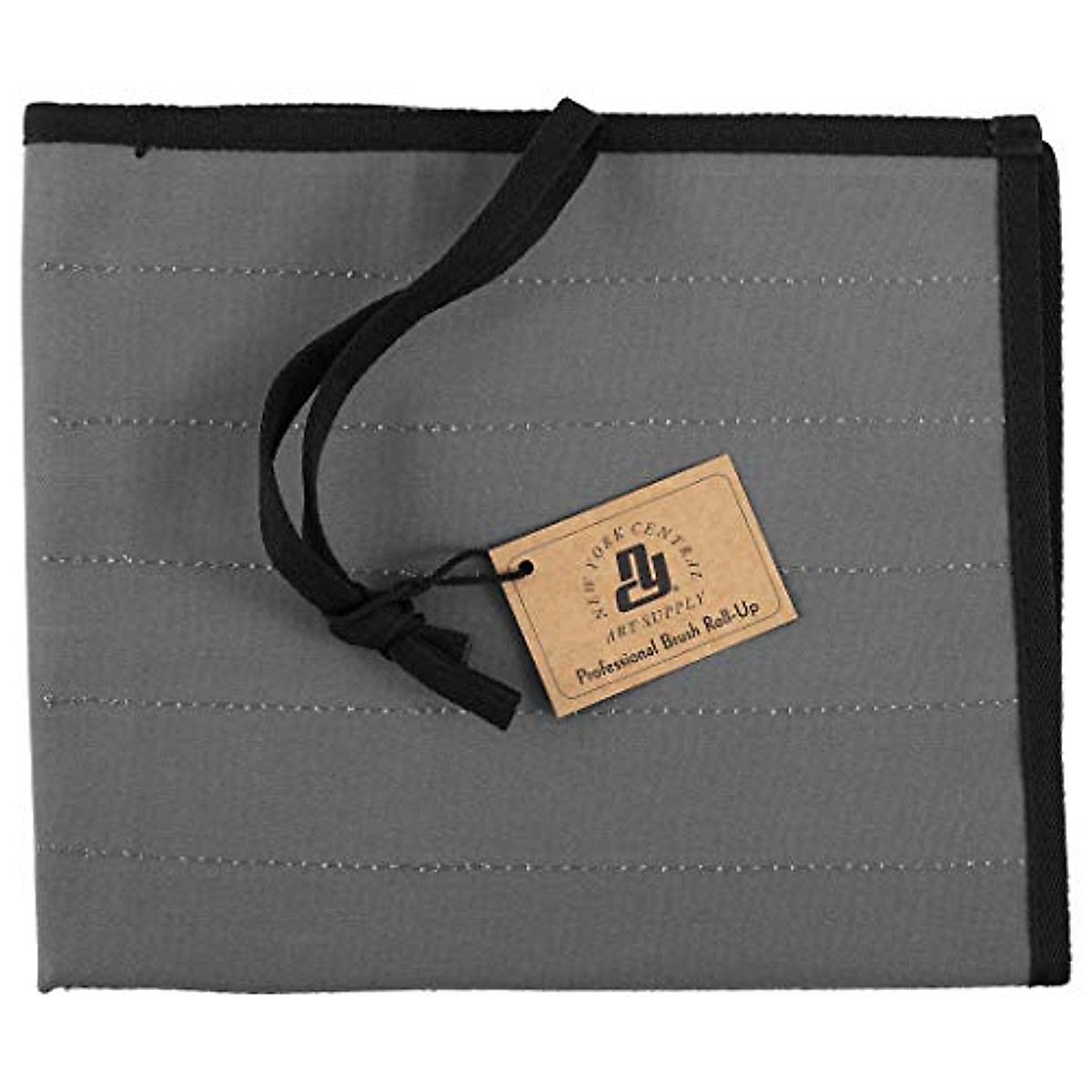 New York Central Professional Paint Brush Roll Up Case and Art Brush Organizer, Waterproof, Lightweight, Breathable and Tough, 20"X20" 3/8" Unrolled, Gray with Black Piping