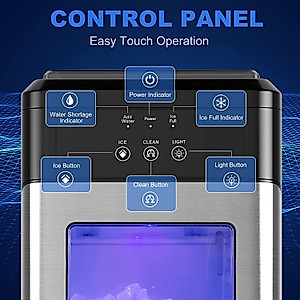 COSTWAY Nugget Ice Maker Countertop, 44 LBS Ice Makers with Built in Self-Cleaning, Intelligent Control Panel, Compressor and Ice Scoop, Portable Compact Ice Maker Machine for Party, Kitchen, Office