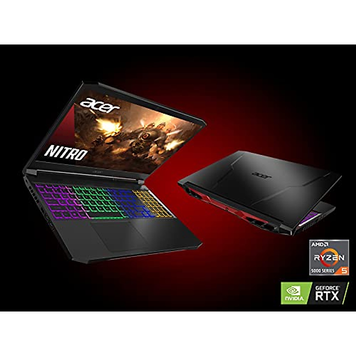 Acer Nitro 5 AN515-45-R21A Gaming Laptop, AMD Ryzen 5 5600H Hexa-Core Processor | NVIDIA GeForce RTX 3060 GPU | 15.6" FHD 144Hz IPS Display | 16GB DDR4 | 512GB NVMe SSD | WiFi 6 | RGB Keyboard