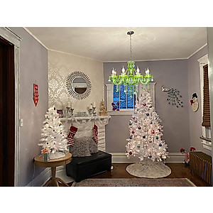 Green K9 Crystal Candle Chandeliers Lighting Modern Pendant Lights Ceiling Fixture Lamp for Dining Living Room Bedroom Hallway Entry Elegant Decoration 8 Lights E12 Base, H20.5 x W28.3 Inch (Upgraded)