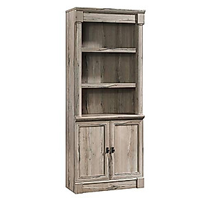 Sauder Palladia Computer Desk, L: 53.15" x W: 23.47" x H: 30.04", Split Oak Finish & Palladia Library with Doors, L: 29.37" x W: 13.9" x H: 71.85", Split Oak Finish