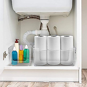 Sorbus Open Plastic Storage Bins Clear Pantry Organizer Box Bin Containers for Organizing Kitchen Fridge, Food, Snack Pantry Cabinet, Fruit, Vegetables, Bathroom Supplies, Square (2-Pack)