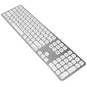 Macally Premium Wired Mac Keyboard with Number Keypad and 2 Port Hub - Compatible Apple Keyboard Wired - Extended USB Keyboard for Mac Mini/Pro, iMac, MacBook Pro / Air (Silver Aluminum)