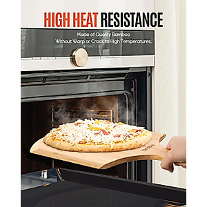 Pizza Peel 12 Inch, Natural Bamboo Pizza Peel Pizza Paddle Spatula Oven Accessory for Large Wood Pizza Board For Transferring & Serving, Wood Pizza Cutting Board for Cheese Bread Fruit Vegetabl