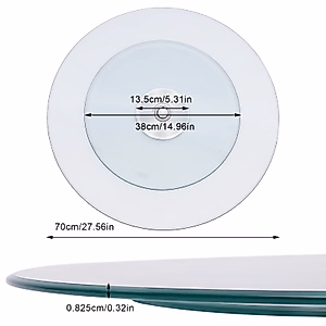 27.56" Glass Turntable Dining Table Round Tempered Glass Tabletop Rotating Tray Heavy Duty Turntable Dining Table Centerpiece Large Tabletop