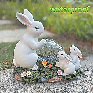 Solar Powered Family of Bunnies Outdoor LED Garden Light Decor, Garden Ornament (Bunnies Family on a Lawn)