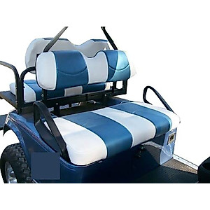 Custom Deluxe Golf Cart Seat Covers- Staple On (White w Red Carbon Fiber Stripes) (Club Car Precedent (Front & Rear Set))