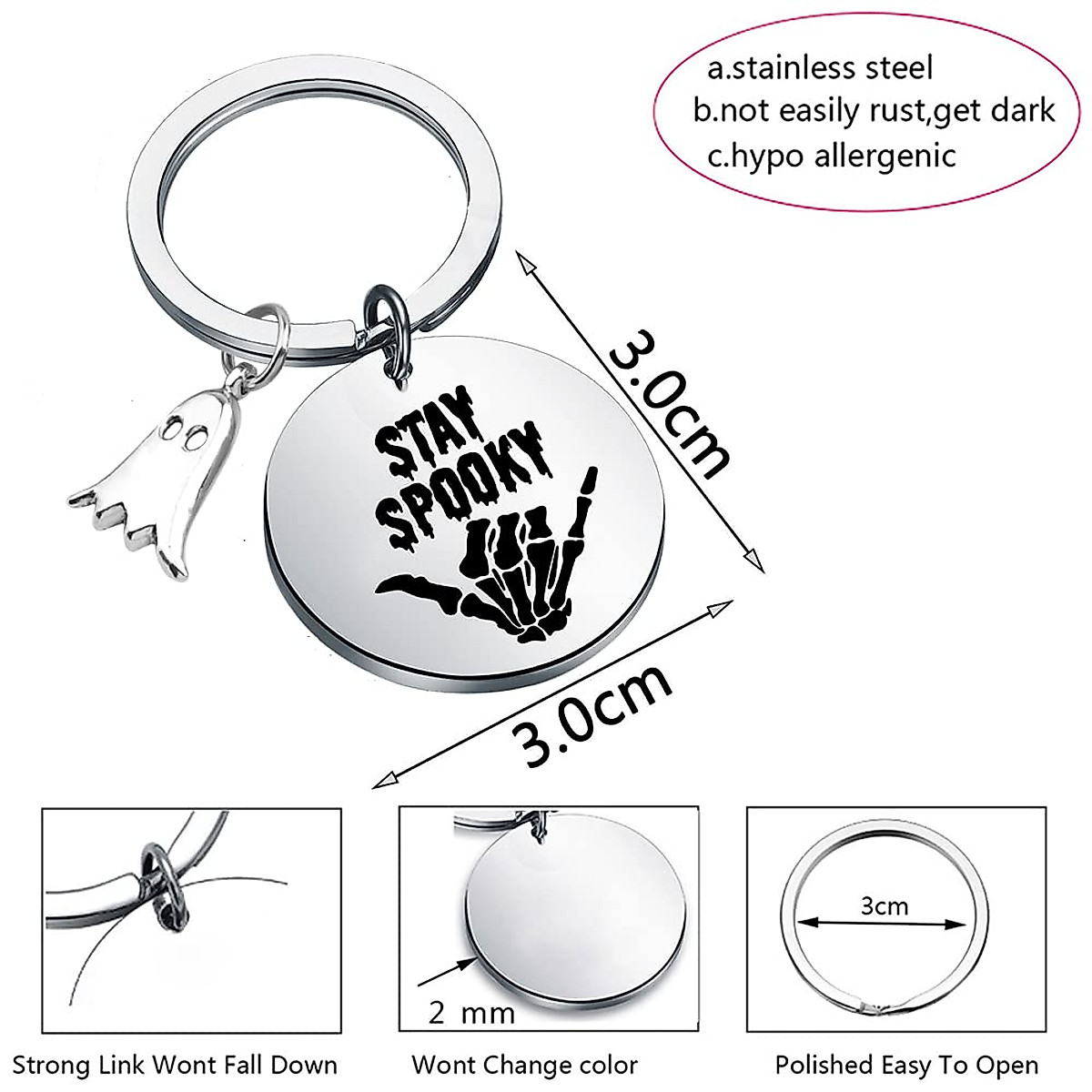 TGBJE Halloween Party Gift Stay Spooky Keychain Halloween Ghost Gift Halloween Horror Gift Trick or Treat Gift (stay spooky kc)