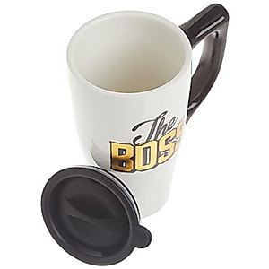 Spoontiques - Ceramic Travel Mugs - The Boss Cup - Hot or Cold Beverages - Gift for Coffee Lovers