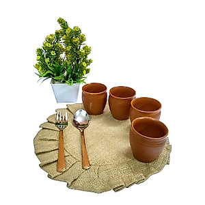 FIKIMOS Handmade Jute Firll Placemats Eco-Frindly Round Woven for Dining Table Wicker Placemats Size - 12" (1-Piece)