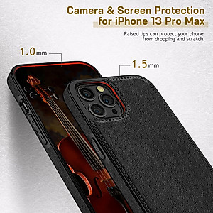 LOHASIC for iPhone 13 Pro Max Case Leather Compatible with Magsafe, Slim Business PU Non-Slip Grip Rugged Bumper Shockproof Full Body Protective Cover Phone Cases for iPhone 13 Pro Max 6.7" - Black