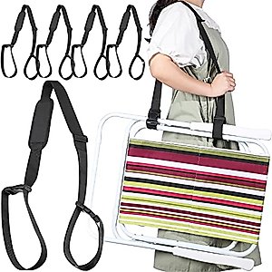 5 Pcs Carry Strap for Beach Folding Chair, Adjustable Beach Chair Straps Shoulder Carrying Straps for Folding Chair Umbrella Backpack Camping Picnics Outdoor Foldable Bikes (Black)