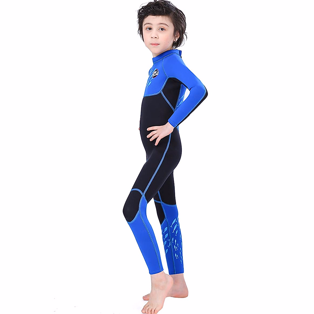 Cokarsey Kids Full Body Wetsuit 2.5mm Neoprene Back Zipper Sun Protection Thermal Swimsuit for Boys