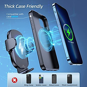 Phone Mount for Car Wireless Charger, APPS2Car 15W Dashboard Windshield Air Vent Wireless Phone Holder Charger, Phone Car Mount Wireless Charger, Compatible with iPhone 14/13/12/11, Samsung, LG & More