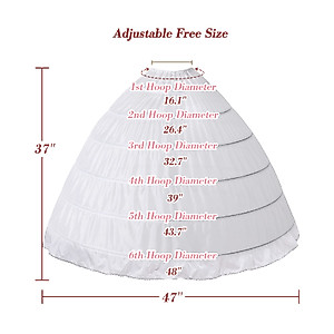 dgdgbaby Hoop Skirt Crinoline Underskirt Petticoat for Women Ball Gown Bridal Tulle Underskirt Wedding Dress (4 Hoops White)