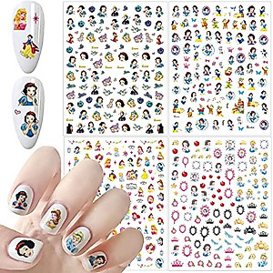 Cute Cartoon Nail Art Sticker Nail Art Supplies 3D Self-Adhesive Nail Decals Designer Nail Stickers Cartoon Nail Designs for Women Girls Acrylic Nails Decoration Manicure Accessories 4 Sheets
