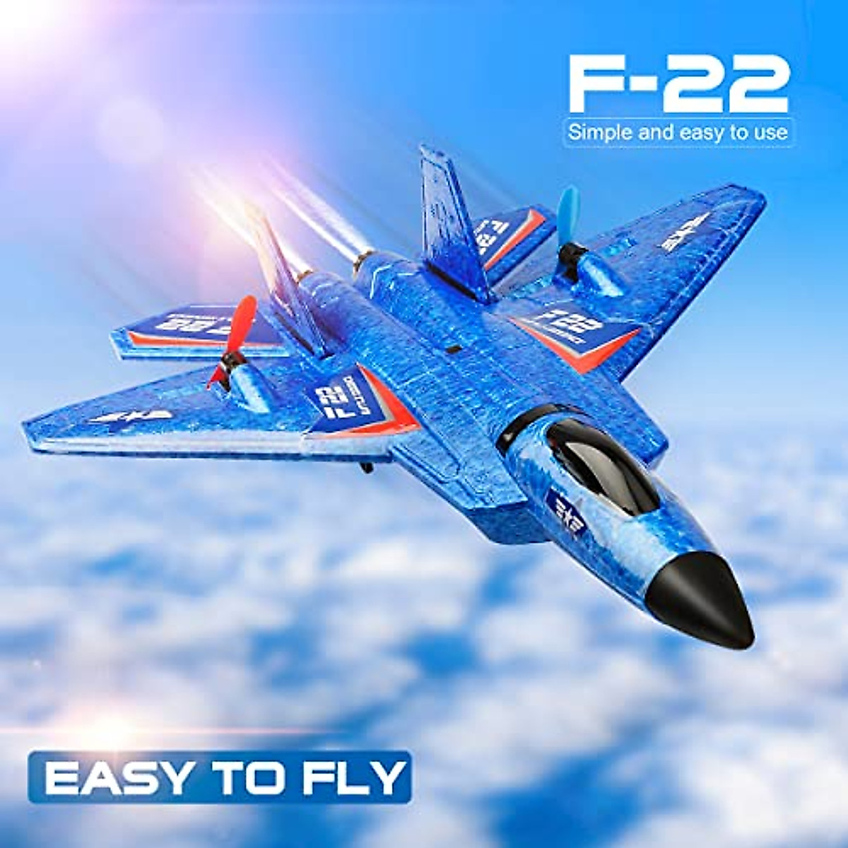 RC Plane, F22 RC Airplane Fighter Ready to Fly, 2.4Ghz 2 Channel Remote Control Plane, RC Airplanes Toy for Boys Girls Kids Beginners
