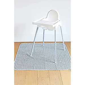 TotsAhoy! Baby Splat Mat for Under High Chair, 51" Waterproof and Washable Spill Mat, Anti-Slip Floor Protector, Baby Play Mat - Grey Chevron