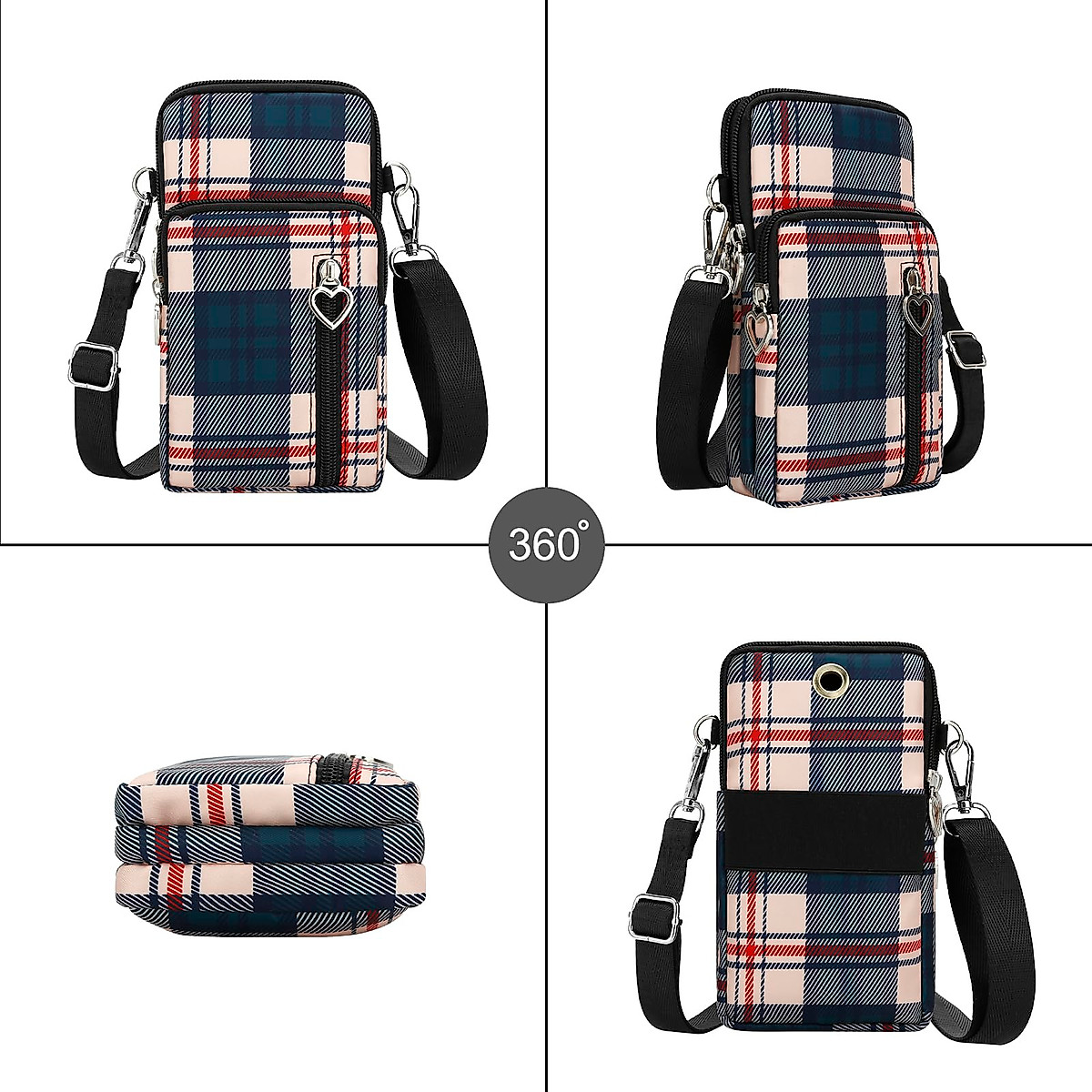 DOB SECHS Crossbody Wallet,Crossbody Bags for Women,phone purse,Shoulder Strap Wallet Pouch, for Women Mini Crossbody Sports Cell Phone Purse-Black