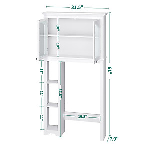 YITAHOME Over The Toilet Cabinet for Bathroom Storage, Above Toilet Shelf Bathroom Organizer Cabinet with Side Storage Rack, Adjustable Shelf and Double Doors for Restroom, Laundry, White
