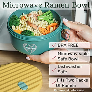 AI LOVE PEACE Microwave Ramen Soup Bowl - Instant Noodle Cooker for Dorm Room Essentials with Lid - Ramen Maker - Microwave Safe Bowls BPA Free Pefect College Gifts and Holiday Gifts