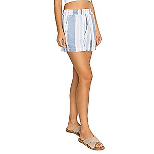 Cali1850 Women's Casual Linen Shorts - Oceanside Elastic Waist Smocked Waistband Beach Pants with Pockets 51647Z-LNN374 BLUPIN S
