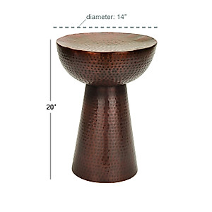 Deco 79 Metal Accent End Hammered Design, Side Table 14" x 14" x 20", Bronze