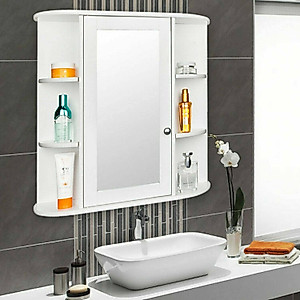 Home Bathroom Wall Mount Cabinet Storage Shelf Over Toilet w/Mirror Door