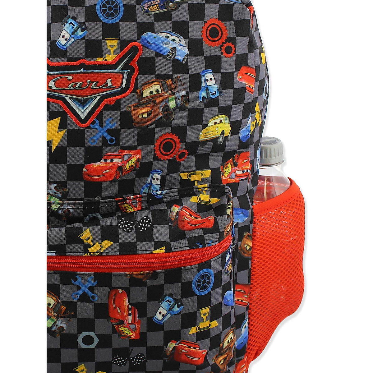 Disney Cars Boy's Girl's 16 Inch School Backpack Bag Lightning McQueen Mater (One Size, Black/Red)