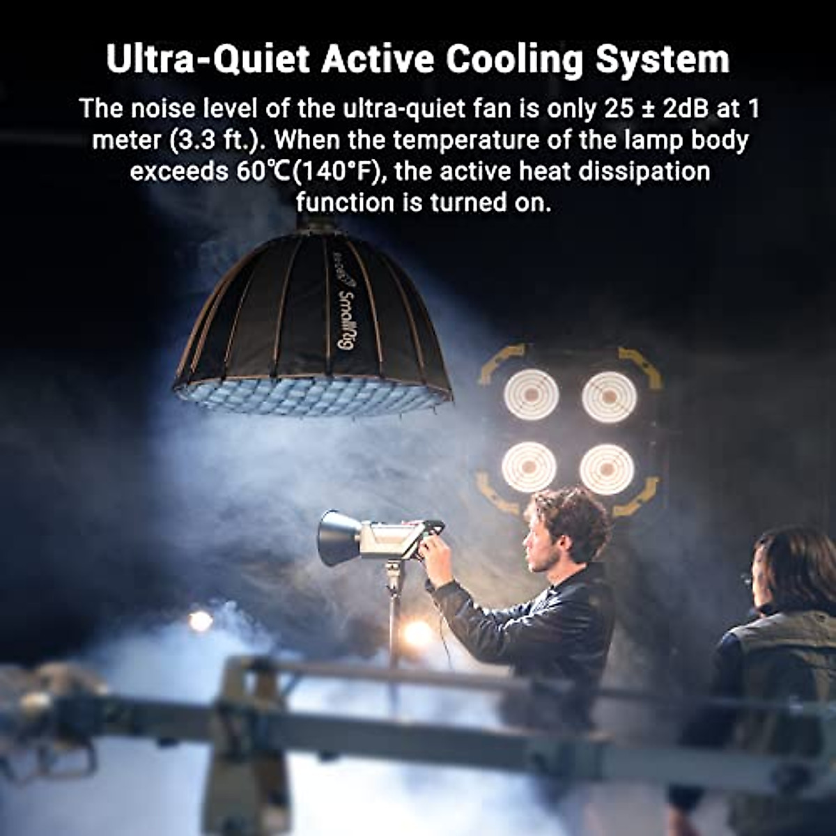 SmallRig RC 120D 120W COB LED Video Light, 5600K, 62600Lux@1m On-Board and SmallGoGo App Control, TLCI 96+ CRI 95+, 9 Lighting Effects, Support AC Adapter and 14.4V/26V V-Mount Battery- 3470