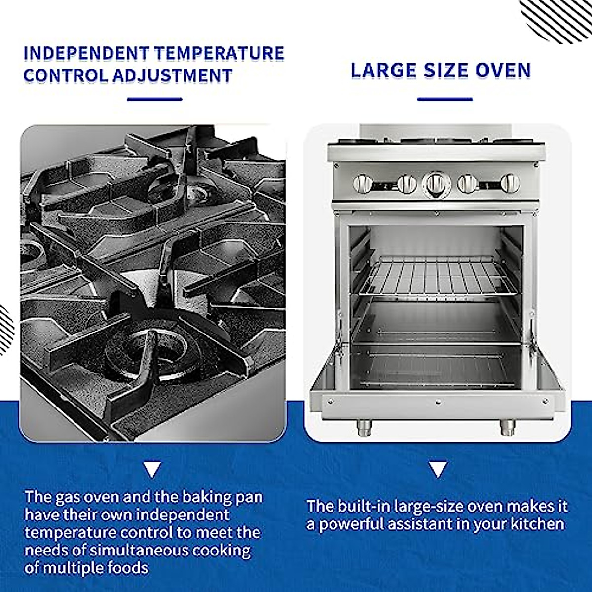WMAOT 36" Commercial Range with 2 Burner 4.8 Cu.Ft Electric Oven 24" Griddle 35000 BTU Manual Natural Gas Range for Commercial Kitchen Restuarant Bar